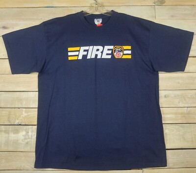 New Vintage FDNY Keep Back 200 ft Graphic Short Sleeve Blue T-Shirt ...