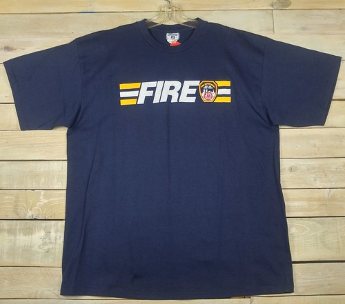 New Vintage FDNY Keep Back 200 ft Graphic Short Sleeve Blue T-Shirt ...