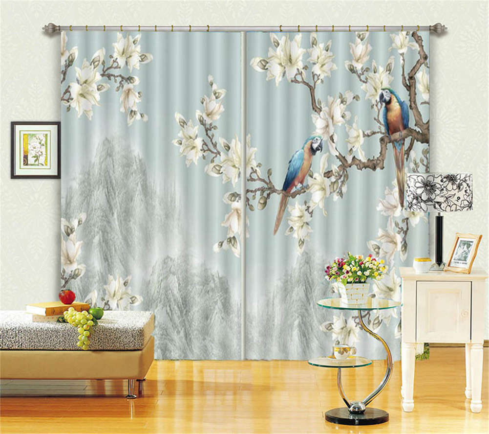 Elegant Pear Flower 3D Curtain Blockout Photo Printing Curtains Drape ...