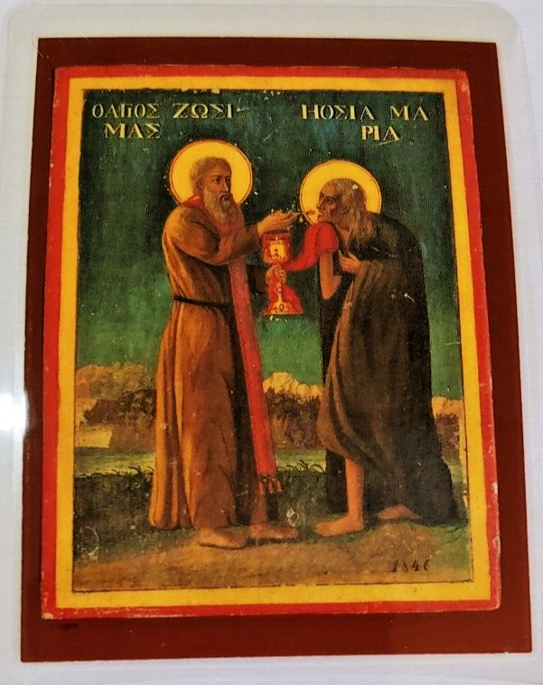 Saint Mary of Egypt and Saint Zossima laminated icon Prayer Card | eBay
