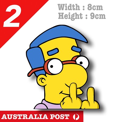 The Simpson Milhouse middle Finger Funny Car Window Sticker | eBay ...