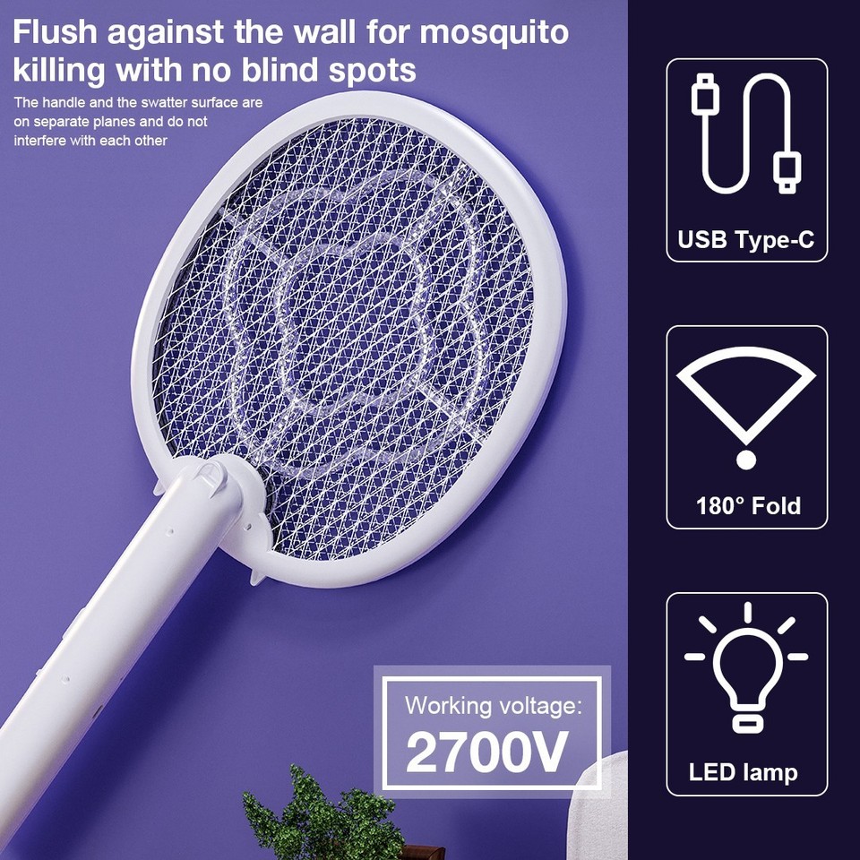 USB Rechargeable Fly Swatter Racket Instant Mosquito Insect Killer ...