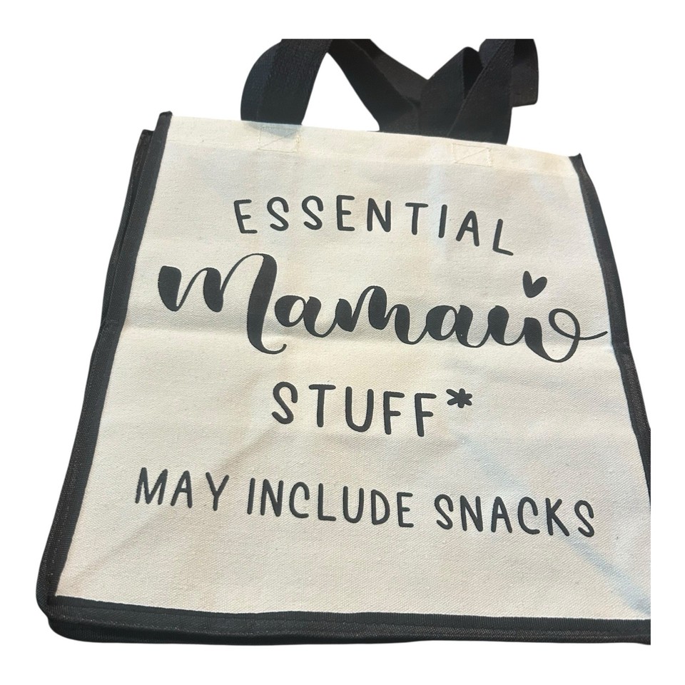 Essential Mama Stuff Tote Bag May Include Snacks Black Trim Shoulder | eBay