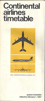 Continental Airlines system timetable 2/1/67 [6011] | eBay