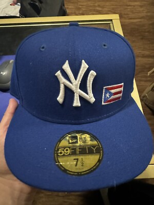 New Era 59Fifty New York Yankees Puerto Rico Patch Blue Grey Brim ...