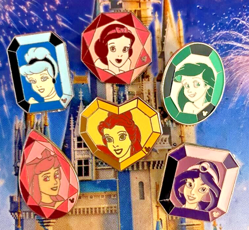 👑 Complete Set of 6 Disney Princess Precious Gems Pins - Hidden Mickey ...