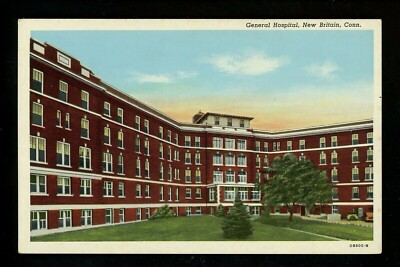 Connecticut CT postcard New Britain, General Hospital linen Curt Teich ...