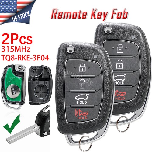 2 4-Button Remote Flip Car Key Fob for Hyundai Santa Fe 2013 - 2016 TQ8 ...