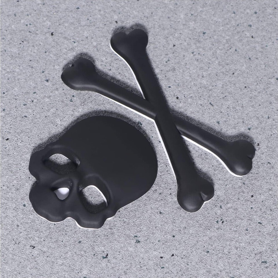 Black 3D Metal Skull Bone Logo Car Body Emblem Badge Decal Sticker ...