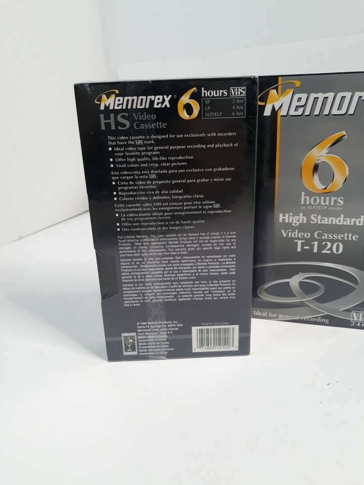 2x Memorex VHS 6 Hours SLP/ELP High Standard T-120. Brand New! | eBay