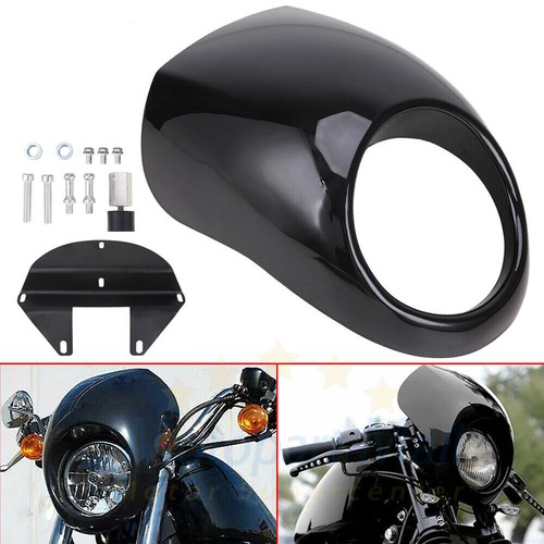 Gloss Black Front Headlight Fairing Cowl Cafe Racer For Harley ...