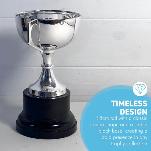 18cm Silver Trophy Cup, Champagne Coupe shape - for achievements ...