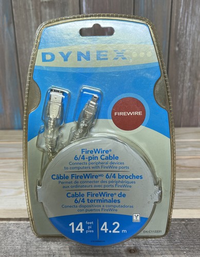 Dynex DX-C112231 FireWire IEEE-1394 6/4-Pin Cable 14ft Computer ...