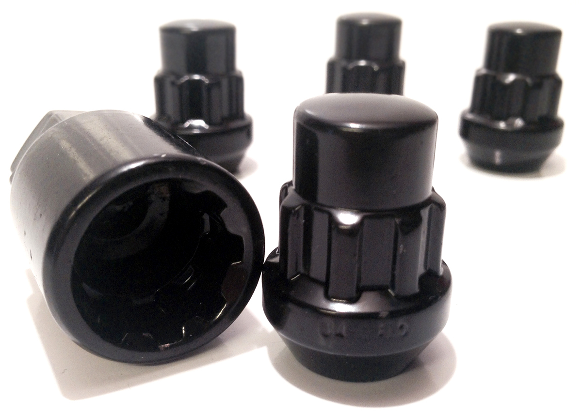 Black lock nuts. Car wheel locking nut bolts. M12 x 1.5, 19mm Hex ...