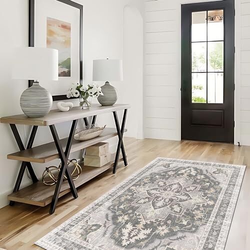 Boho Tribal Area Rug - 3x5 Washable Area Rug with Non-Slip 3'x5' Han ...