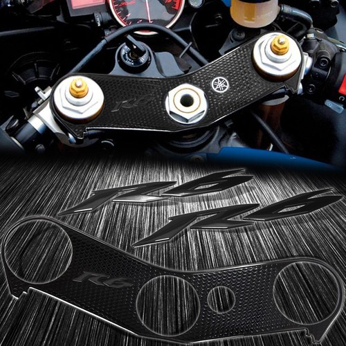 Handle Yoke Cover Perforate Black+3D Fairing Emblem Sticker Pad for 06 ...