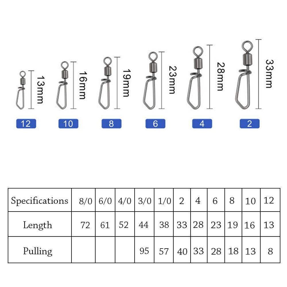 T shape snap Durable Swivels Snap Rolling Swive Solid Rings Fishing ...