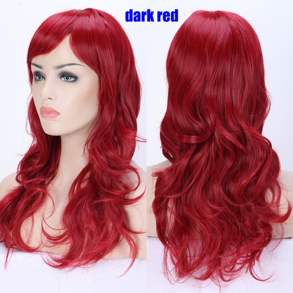 US stock long straight wavy cosplay wig full wigs costume party heat ...