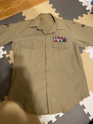 Vintage U.S. Air Force Military Shirt Cargo Utility Pockets Tan Khaki ...