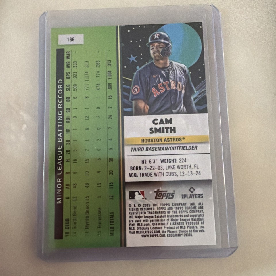 2025 Topps Chrome Cosmic Cam Smith Nucleus Refractor #166 Astros RC ...