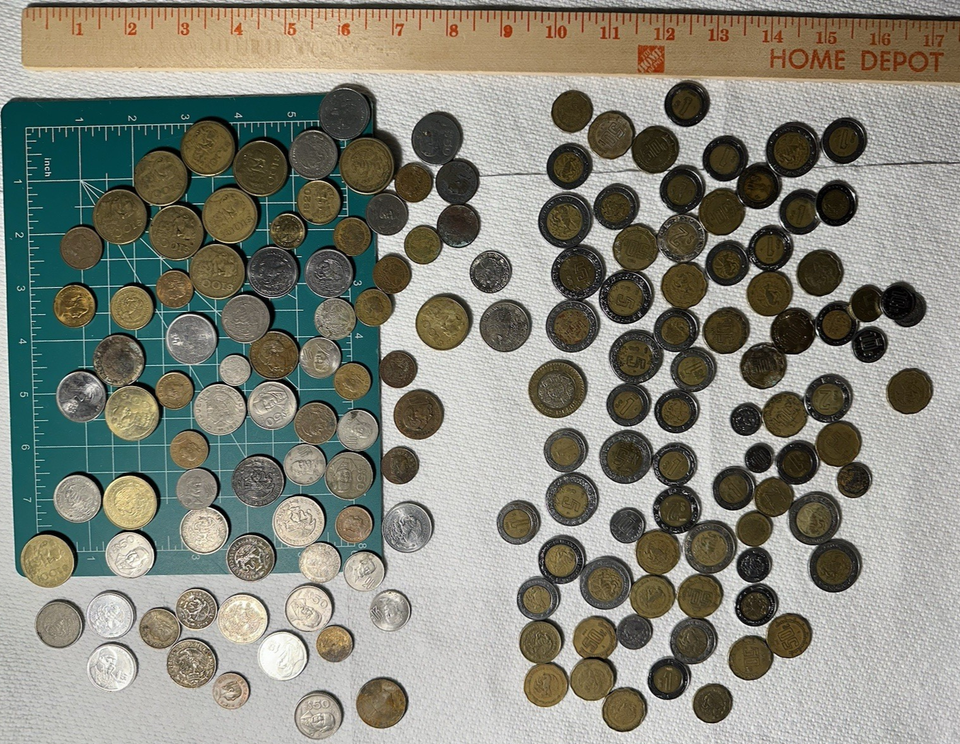 Mexican Coins Bulk Lot of 1.75+ Lbs, 130+ Coins, 1980's 2000's & More ...