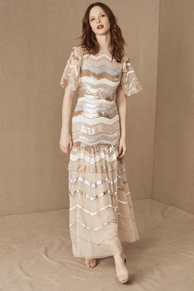New Anthropologie BHLDN x Needle & Thread Alaska Sequin Maxi Dress $729 ...