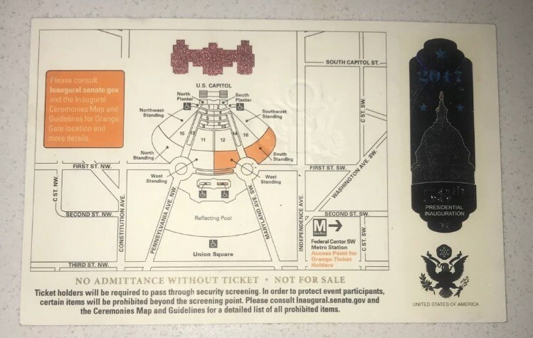 2017 & 2025 President Donald Trump Inauguration Tickets Orange Ticket ...
