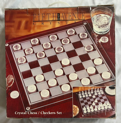 Crystal Chess Set - Chess and Checkers Game Clear & Frosted Glass Two ...