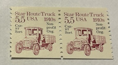 US Stamps Scott#2125a Star Route Truck 1910s 5.5c Precancel Coil Pair ...