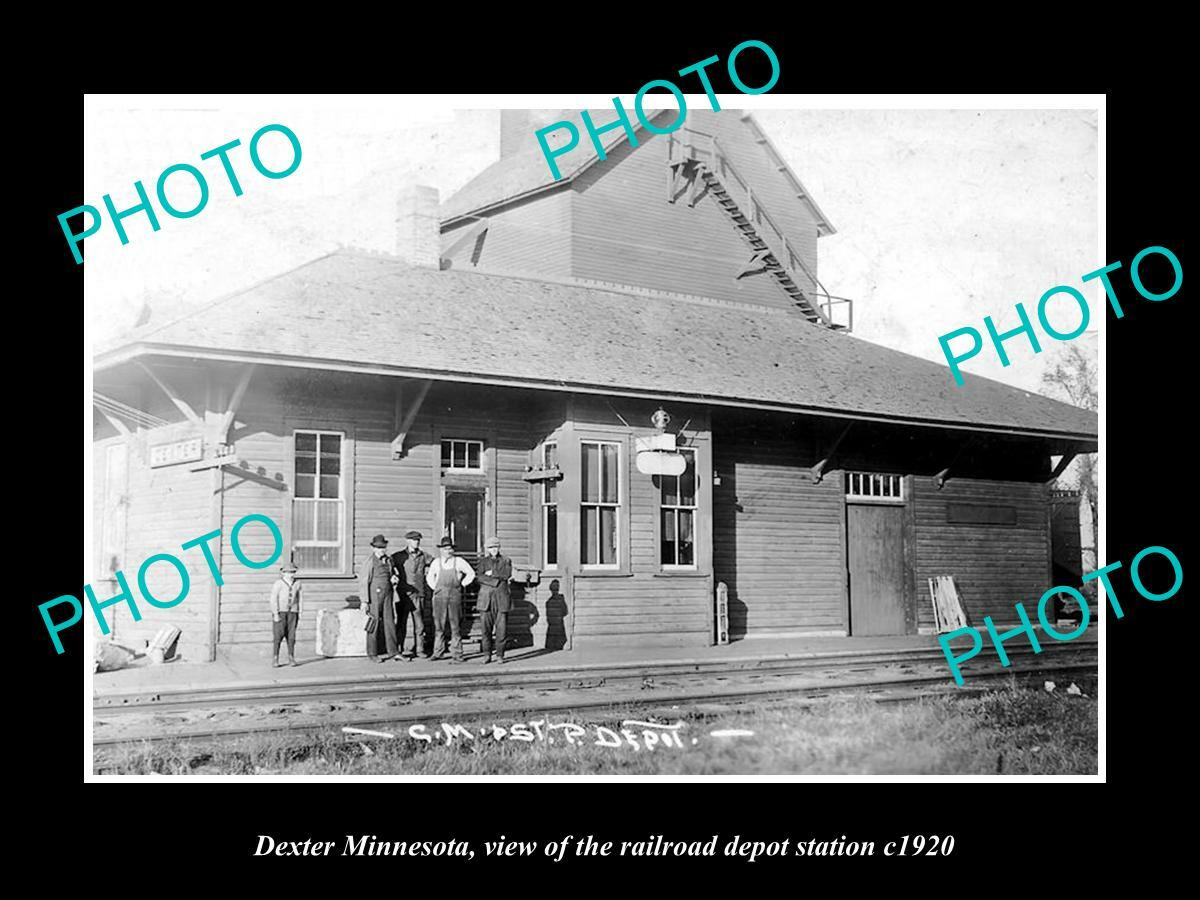 OLD POSTCARD SIZE PHOTO OF DEXTER MINNESOTA THE RAILROAD DEPOT STATION ...