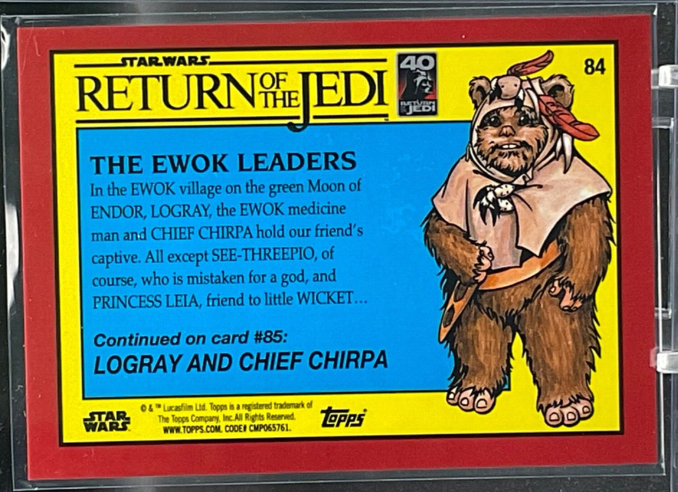 2023 Topps Chrome Sapphire Star Wars ROTJ Aqua #84 "The Ewok Leaders ...
