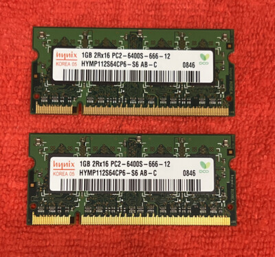 Hynix 2GB (1GBx2) 2Rx16 PC2-6400S-666-12 DDR2-800Mhz Laptop SODIMM RAM ...