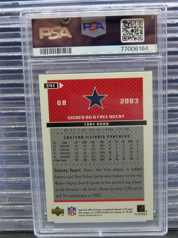 2003 Upper Deck MVP Tony Romo Rookie Card RC #341 PSA 9 Cowboys | eBay