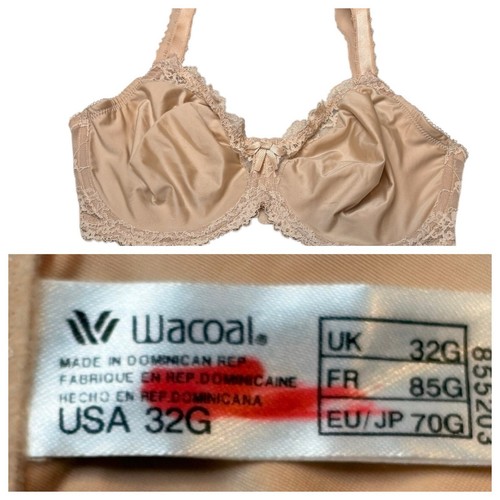 Wacoal Bra 32G 855203 Beige Underwire Adjustable Straps Smooth Cups ...