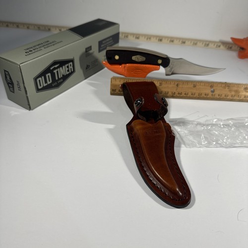 Schrade Old Timer 152 OT Sharp Finger Fixed Blade Knife with scabbard ...