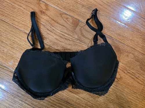 Victoria's Secret Smooth Black Lace 32D Dream Angels Lightly Lined Demi ...