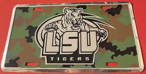 LSU Tigers Booster License Plate Camo Louisiana State University Bayou ...