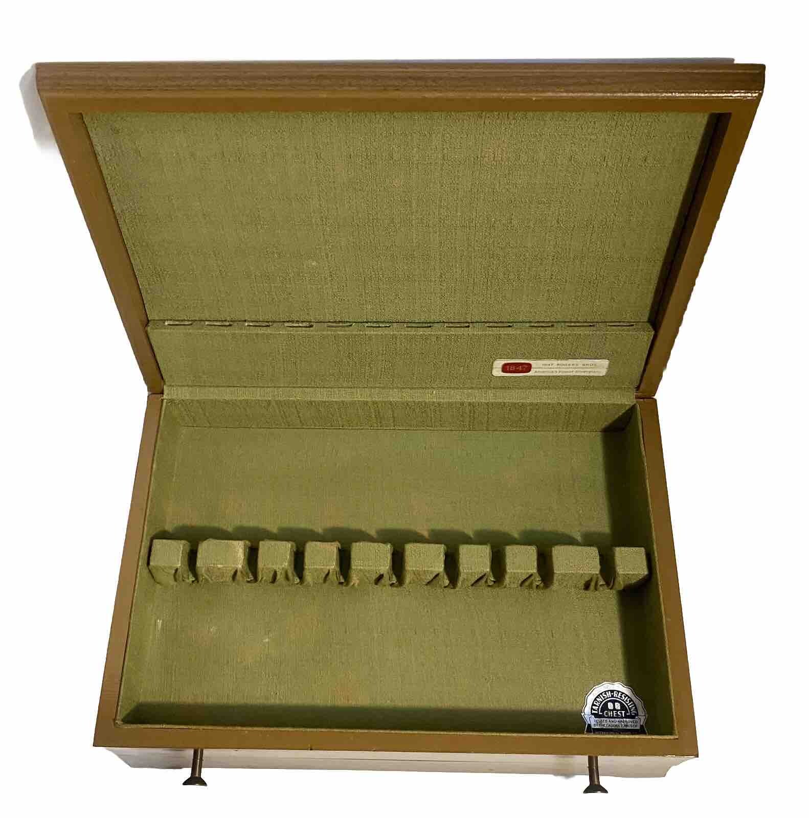 Vintage 1847 Rogers Bros Wood Flatware Silverware Storage Box Chest w ...