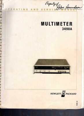 Hewlett Packard Model 3490A Multimeter Ops&Service 03490-90016 | eBay