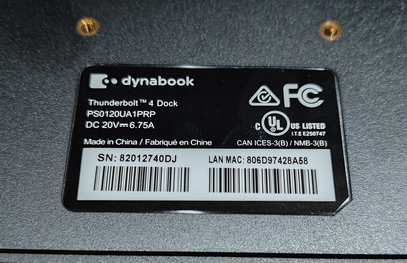 Dynabook Toshiba Thunderbolt 4 Dock PS0120UA1PRP Docking Station ...