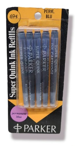 Parker PERMANENT BLUE Super Quink Ink Cartridge Refill - vintage nos | eBay