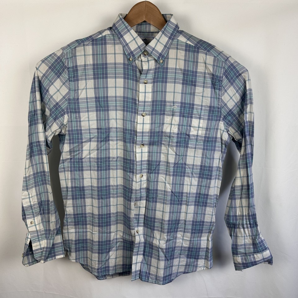 Southern Tide Men's Blue Green Madras Cotton Long Sleeve Shirt L | eBay
