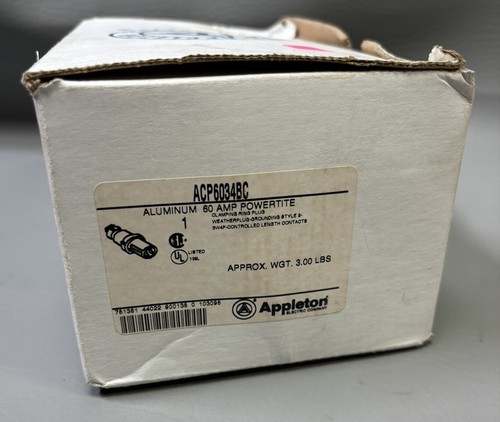NEW ACP6034BC - Appleton - 60 Amp 600V 4 Pole 3 Wire Powertite Series ...