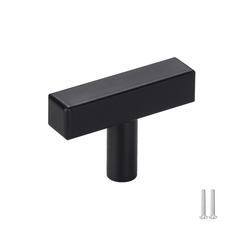 1-50X Modern Matte Black Square T Bar Handle Pull Kitchen/Bath Cabinet ...