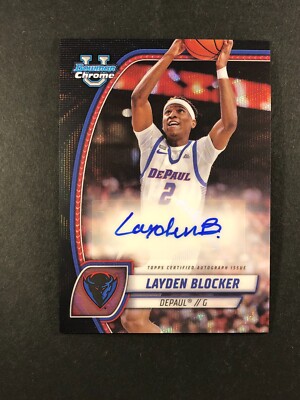 2024-25 Bowman Chrome University Layden Blocker Black Wave Auto #95 ...