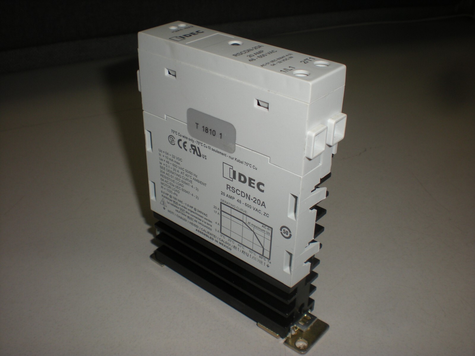 Idec RSCDN-20A Solid State Relay - 3-32VDC Coil - 20A - 48-600 VAC ...