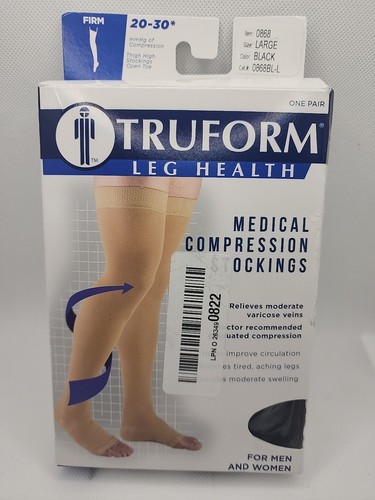 Truform Leg Compression Stocking 20-30* Firm Thigh High OpenToe 0868 L ...