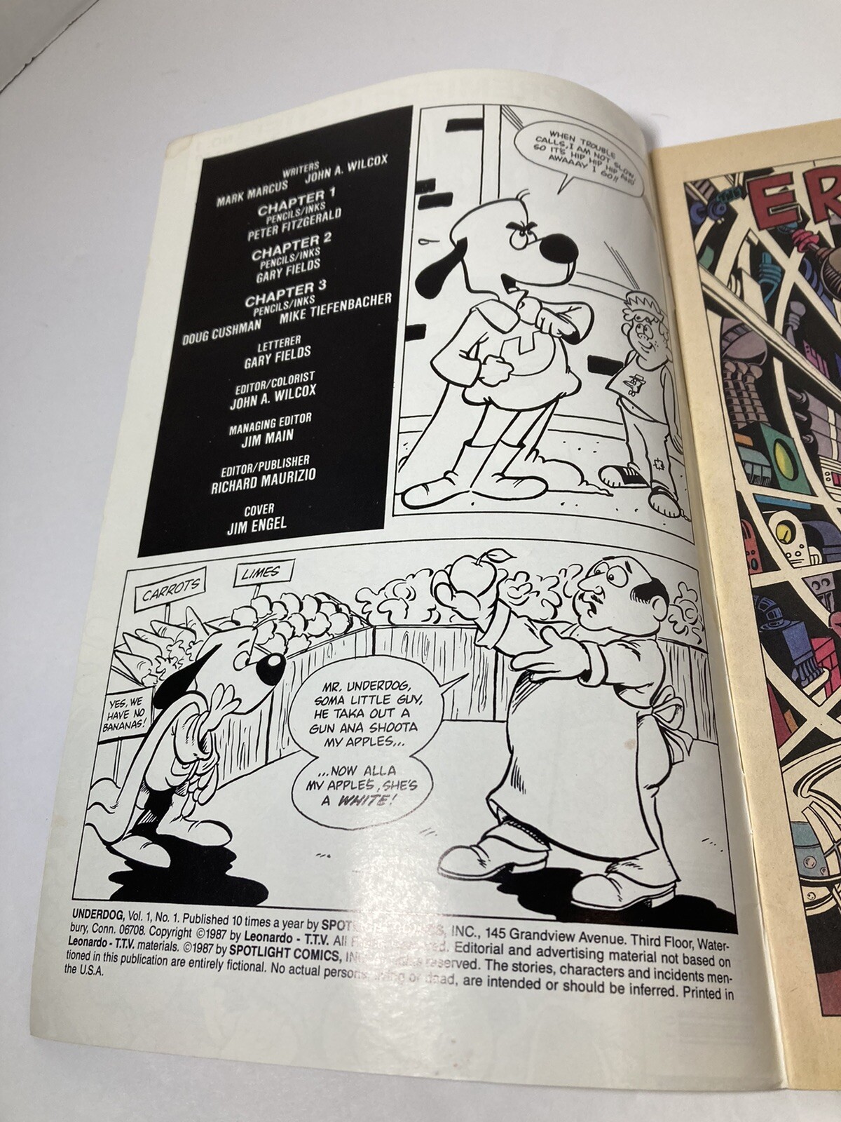 Underdog Premiere Issue #1 Spotlight Comic Book 1987 Jim Engle Art ...