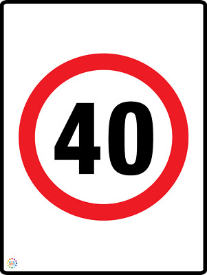Speed Limit 40 Kph Warning Sign/Sticker in Multiple Sizes & Materials ...
