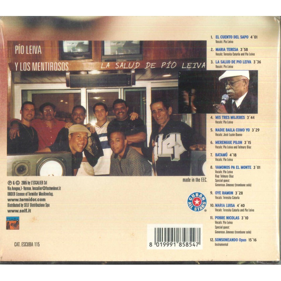 Pío Leiva Y Los Mentirosos CD La Salud De / Timba ‎– Escuba 115 Scellé ...